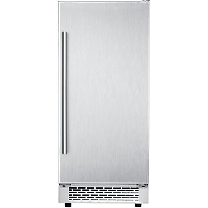 Hanover Library Series 32-Lb. Automatic Ice Maker with Reversible Door and Touch Controls, Stainless Steel Ice Machine for Under Counter, Garage, Home Bar, and Kitchen, Makes Clear Ice