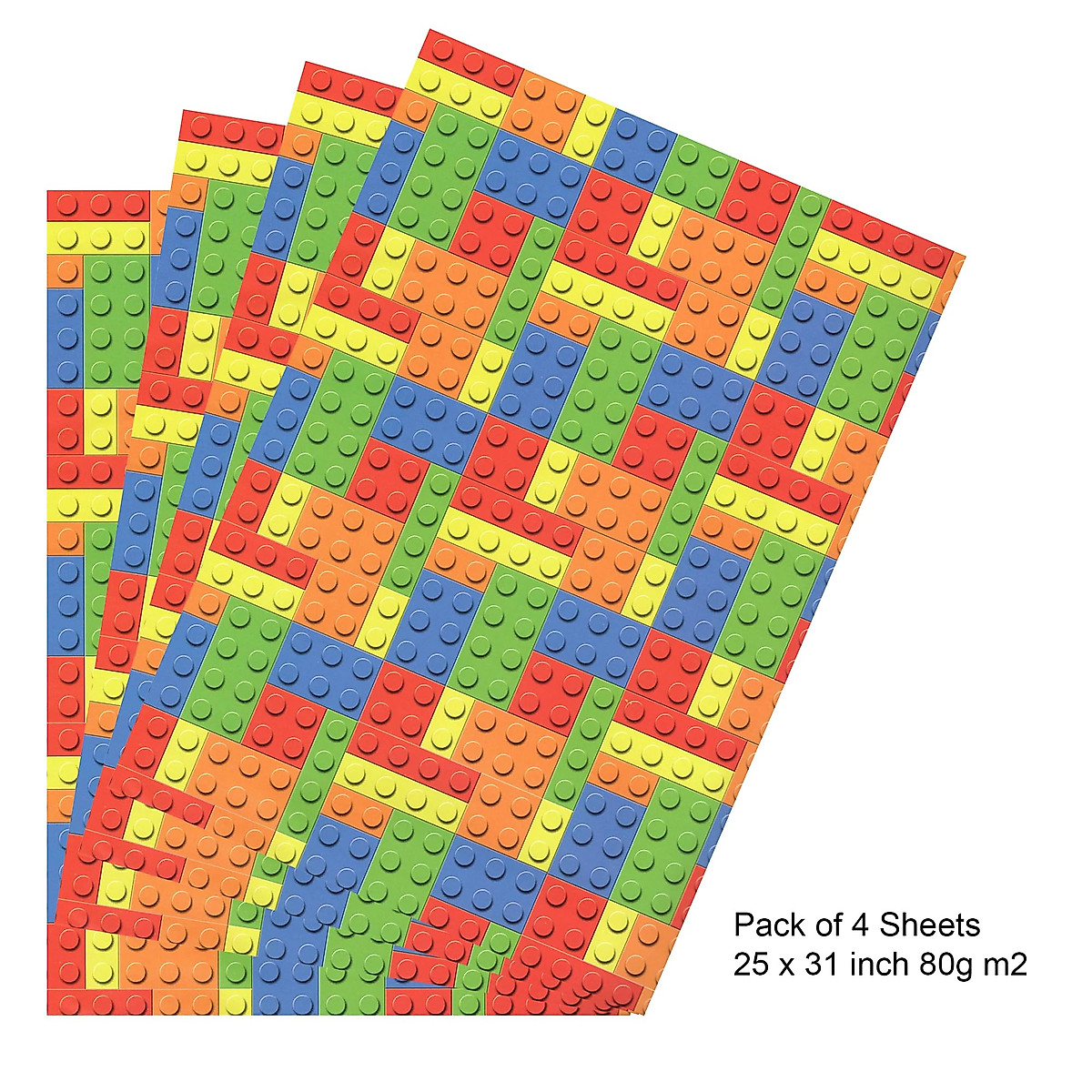 arkamii premium wrapping paper set of 4 sheets size 34 x 25 inch colored building bricks (18-8372)