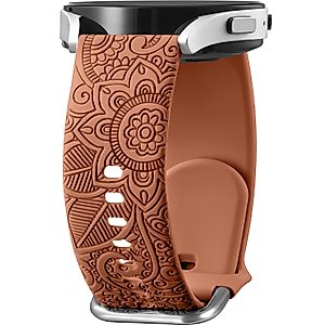 Odbeai Compatible with Samsung Watch Bands, Floral Engraved Bands Compatible with Galaxy Watch 6 Band, Soft Silicone Breathable Waterproof Cute Strap for Galaxy Watch 7/4/5/5 Pro/4 6 Classic/Active 2