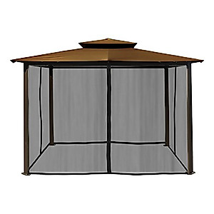 Paragon Outdoor 10’ x 12’ Barcelona Soft Top Gazebo, Bronze Powder-Coated Aluminum Frame with Canopy in Cocoa with Mosquito Netting for Backyard, Patio, Porch, Garden