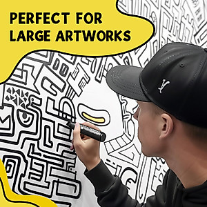 SRUOLOC 3 Jumbo Permanent Markers Black, 15mm Thick Wide Tip, Large Acrylic Paint Markers for Rock Painting, Poster, Stone, Ceramic, Glass, Wood, Canvas