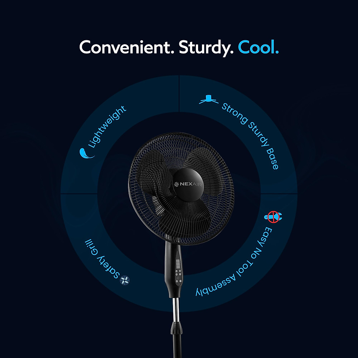 NEXAIR Oscillating 16 Inch Pedestal Stand Up Fan, Quiet Operating Room Fan With Remote Control, 3 Speed Stand Fan for Bedroom, with Adjustable Height, Standing Fan Great For Office & Living Room