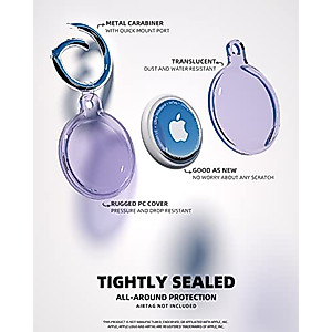 4 Pack Airtag Keychain Waterproof, Air Tag Holder for Apple Airtag GPS Tracker, Soft Full-Body Shockproof Apple Tag Case for Dog Cat Collar, Luggage, Keys (4 Holder+1 Lanyard)