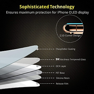 UNBREAKcable 3-Pack Screen Protector for iPhone X/iPhone XS/iPhone 11 Pro 5.8", 9H Premium Tempered Glass Screen Protector for iPhone X/iPhone XS/iPhone 11 Pro [Easy Install, No Bubble, Anti-Scratch]