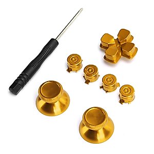 4 Pack Thumbstick,Simulates Grip Metal Aluminum Alloy Thumbsticks Analog Replacement for PS4 Gamepad Controller Joystick Replacement with Screwdriver(Yellow)