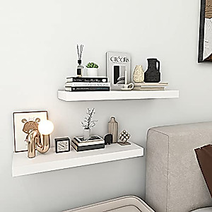 INHABIT UNION White Floating Shelves for Wall-24in Wall Mounted Display Ledge Shelves Perfect for Bathroom,Bedroom,Living Room and Kitchen Decor Storage