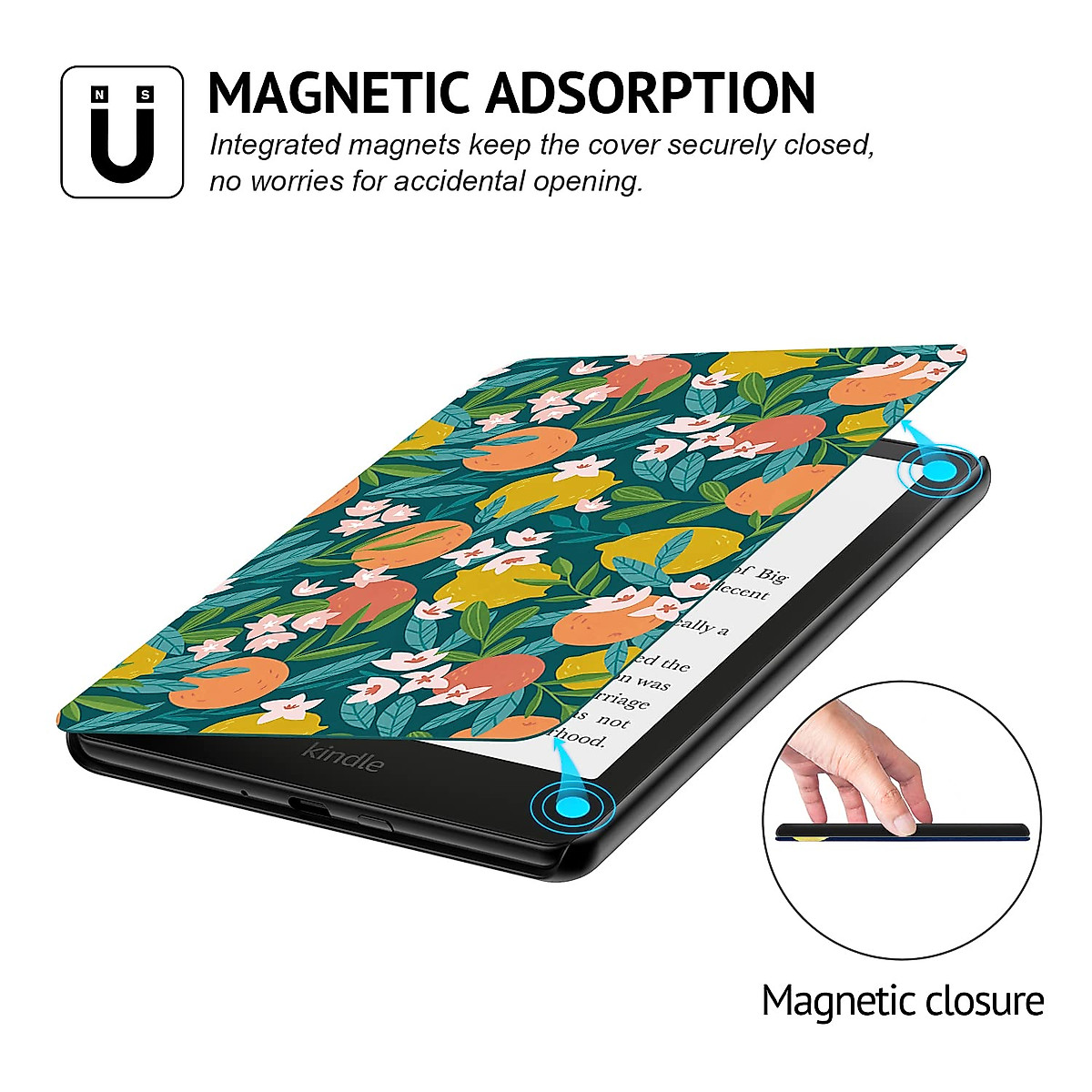 Ayotu Case for 6.8" Kindle Paperwhite 11th Generation 2021 and Signature Edition - PU Leather Cover with Auto Wake/Sleep - Only for Amazon Kindle Paperwhite 2021, The Flowers and Fruits