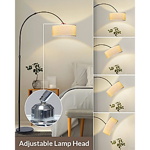 GKTG Floor Lamps for Living Room, Arc Floor Lamp with Remote Control, Stepless Dimmable 9W LED Bulb Included, Adjustable Gooseneck Modern Tall Floor Lamp, Standing Lamp for Living Room Bedroom