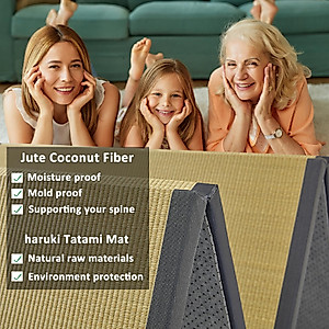 §ｈａｒｕｋｉ Japanese Tatami Mat, Thick Tatami Mat Twin Floor Mattress, Japanese Rush Grass, Used for Sleep, Meditation, Yoga, Zen Tatami Mat (Natural,78.7" L x 35.4" W x 1.2" H)