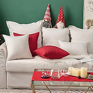 MIULEE Pack of 2 Decorative Outdoor Waterproof Pillow Covers Square Garden Cushion Sham Throw Pillowcase Shell for Patio Tent Couch 20x20 Inch Red