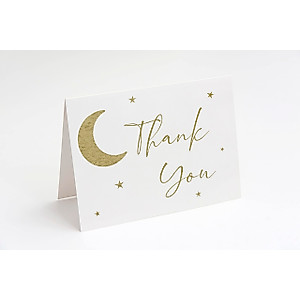 Baby Shower Thank You Cards Gender Neutral Over The Moon And Stars Twinkle Notes (24 Count)