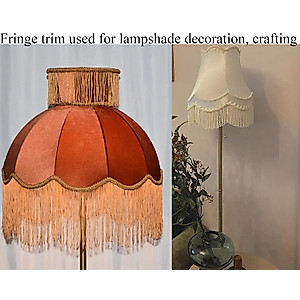 Lauthen.S 10 Yards of 6" Chainette Fringe Trim Tassel Sewing Trim for DIY Craft Latin Dress Lamp Shade Decoration Beige