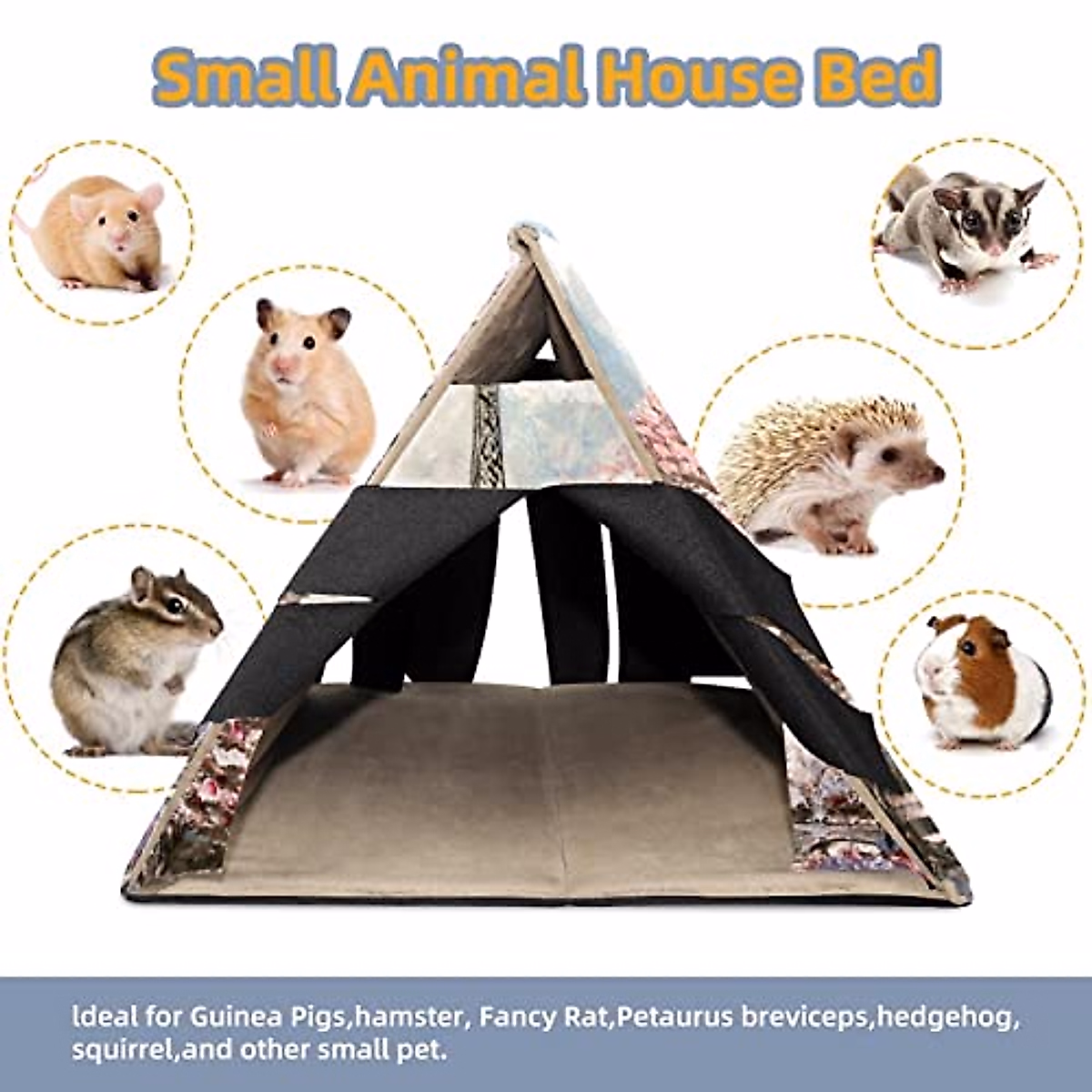 Y-DSIWX Guinea Pig Hideout Cozy Hamster House Cave for Bunny Chinchilla Hedgehog Small Animal Romantic Paris Pink Floral