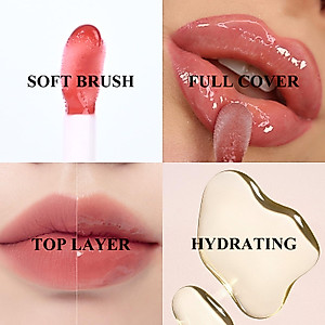 KYDA Hydrating Lip Glow Oil, Clear to Pink, Color Change Effect, Moisturizing Transparent Plumping Lip Oil Tinted for Lip Care and Dry Lips, by Ownest Beauty
