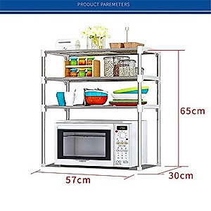 JF-XUAN Kitchen Shelf Microwave Oven Rack Kitchen Shelf 3 Layer Microwave Oven Rack Multifunctional Open Shelf Compatible with Kitchen Utensils Towels And Accessories Large Microwave Oven Rack (Col