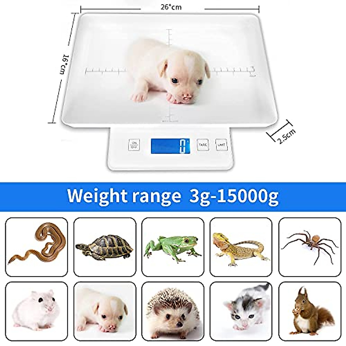 MINDPET-MED Digital Pet Scale for Small Animal, Whelping Scale,Mini Precision Gram Weight Balance Scale, High Precision 1g, Suitable for Newborn Pets