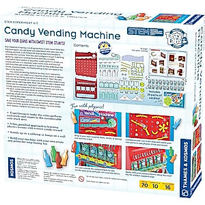Thames & Kosmos 2-ft Tall Candy Vending Machine STEM Kit | Build Toy Vending Machine with 10 Gravity & Motion Experiments | Coin Sorting Bank | Math & Engineering Lessons