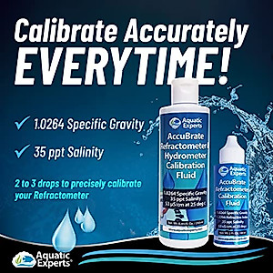 AccuBrate Refractometer and Hydrometer Salinity Calibration Fluid – Solution to Accurately Calibrate Refractometer and Hydrometer for Testing Natural Saltwater or Synthetic Sea Water (60 ml)
