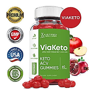 Justified Laboratories (2 Pack) Viaketo Keto Gummies 1000MG Via Keto ACV with Pomegranate Juice Beet Root B12 120 Gummys