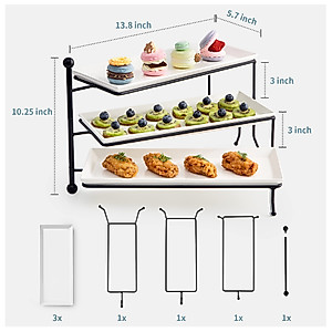 Sweese 10inch Porcelain Cake Stand White + 3 Tiered Foldable Serving Stand White for Brithday Party, Valentine's Day and Events