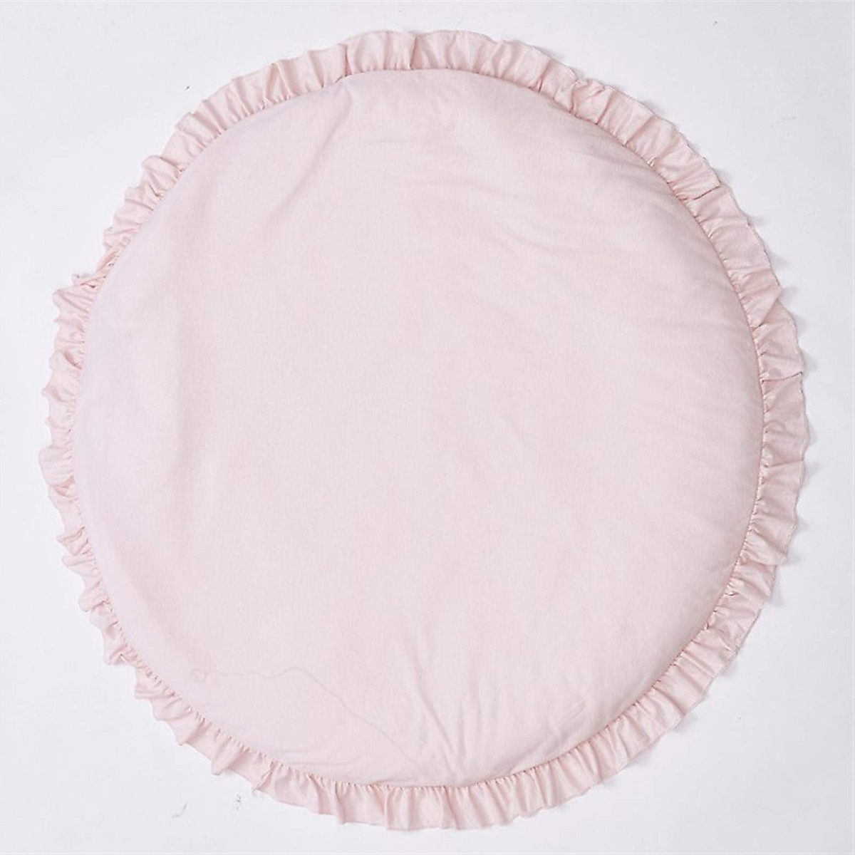 TEALP Cotton Baby Play Mat Soft Crawling Mat Detachable Rugs Washable Game Blanket Playmats for Floor Kids Infant Round Rug Room Décor for Girls, 3.3FT X 3.3FT, Pink Rug