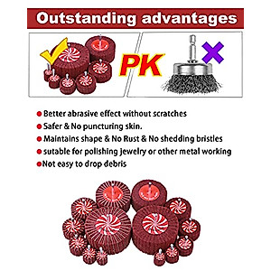 14 Pack Rocaris Buffing Flap Wheels - 7 Size Flap Disk - 1/4 Inch Shanks Fit All Drills - 80 Grits