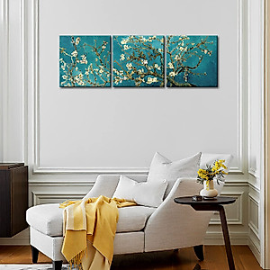 Van Gogh Wall Art Canvas Print Painting Almond Blossom Picture The Van Gogh Classic Arts Stretched and Framed Artwork for Living Room 16x16inchx3