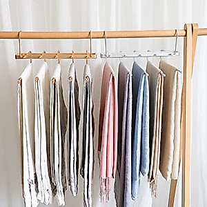 Pants Hangers Space Saving,Closet Hangers 5 Layers 2 Uses Multi Functional Pants Rack,Metal Heavy Duty Wardrobe Organizer Racks for Clothes Trousers Scarves Ties (Gold)