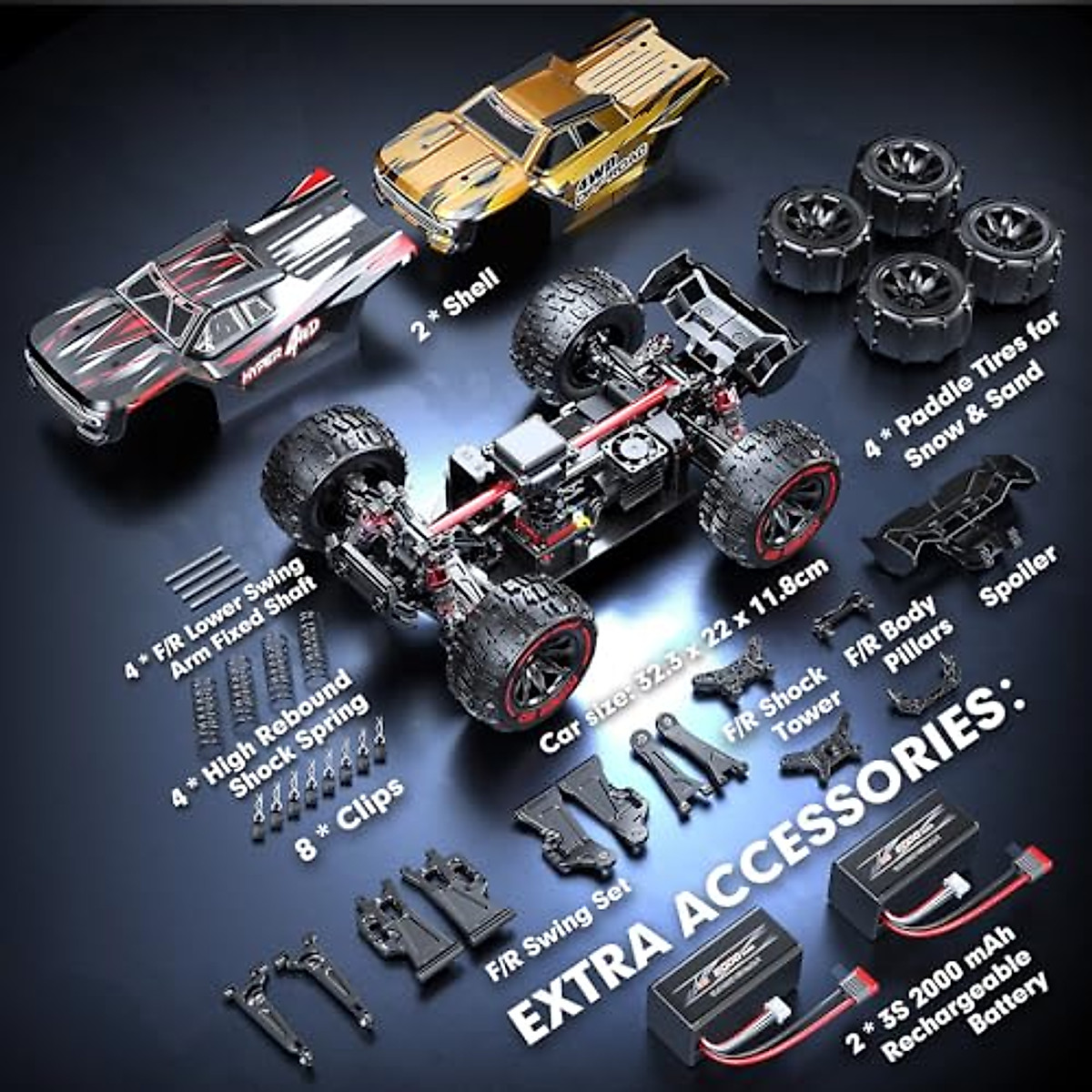 HYPER GO H14BM 1/14 Brushless RC Cars for Adults Fast 50 mph, RC Trucks 4wd Offroad Waterproof, Electric Powered High Speed RC Car, Scary Fast Extreme RC Truggy with 3S Battery for Snow Sand