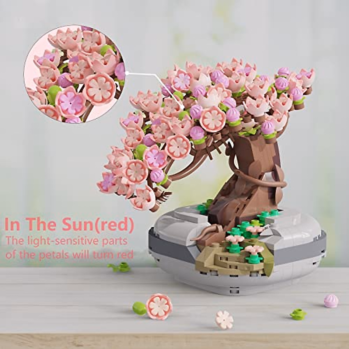EasyAgo Mini Bricks Cherry Blossom Tree Building Sets, Sakura Bonsai DIY Simulation Plant Series Creative Toys,Birthday Gift for Adults Women Teens Kids 6+ Years Old(Not Compatible with Lego Blocks)