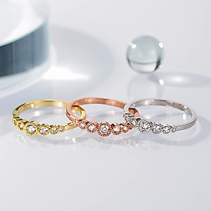 SHINYSO Wedding Band for Women Round CZ Cubic Zirconia Stacking Eternity Engagement Ring Gold Size 5