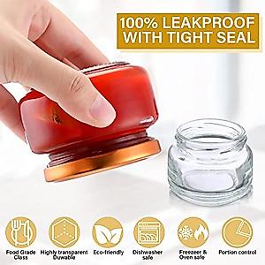 10 Pcs 3.4 oz Glass Condiment Containers with Metal Lids Small Salad Dressing Container to Go Leakproof Salad Jars with Lids Reusable Glass Containers with Lids for Food Sauce Picnic Travel, 5 Colors