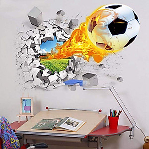 Test-Rite Soccer Wall Decals for Boys Rooms - Multicolor Vinyl Stickers - Modern Sports Wall Decor - Reusable Wall Stickers