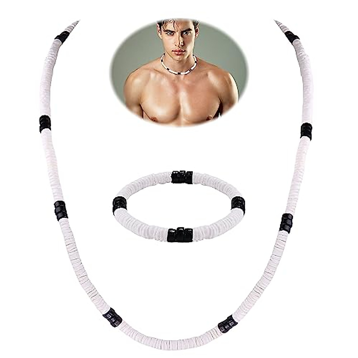 LOYALLOOK Clam Chips Puka Shell Necklace Bracelts for Men Women Adjustable SeaShell Surfer Necklace Beachy Beaded Summer Pookah Shells Choker Necklace Hawaiian Vsco Clavicle Necklace Bracelts Style C