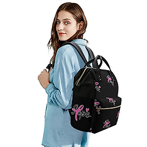 FunnyStar Hope Breast Cancer Awareness Women Laptop Backpack Travel Nurse Shoulder Bag Casual Mommy Daypack Black-style 0ne size