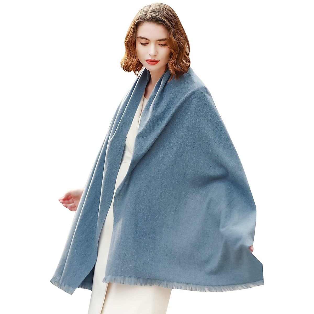 RIIQIICHY Pashmina Shawl Wraps for Women Scarf for Wedding Large Winter Blue Scarves Soft Shawls and Wraps for Evening Dresses