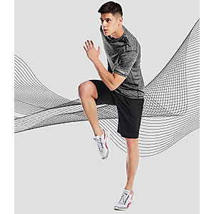 Zengjo Mens Workout Shirts(L,Marled Charcoal)