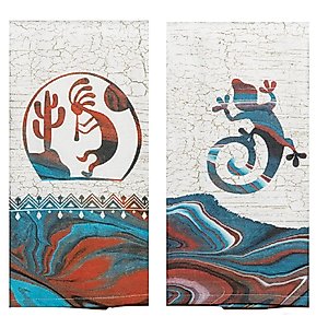 Kay Dee Designs 2 Piece Southwest Vistas Kokopelli And Gecko Kitchen Bundle, 2 Dual Purpose Towels
