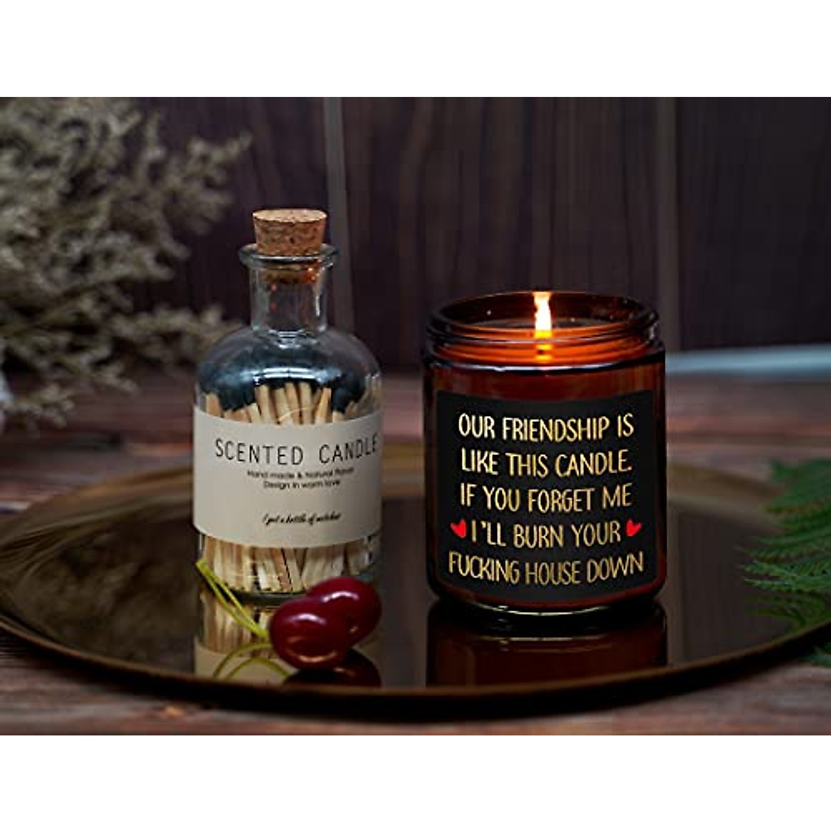 Fufandi Candle Birthday Gifts for Best Friend - Friendship Gifts, Jokes, Christmas, Gag Gifts for Friends, BFF, Coworker - Going Away Gift for Friend Female - Lavender Scented Candles with Keychain