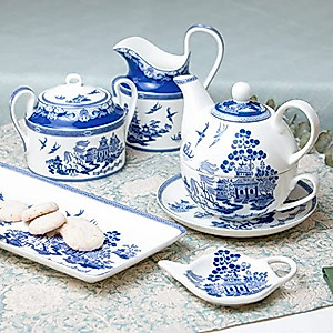 Grace Teaware Tea Bag Caddy Holder, Set of 4 (Blue Willow)