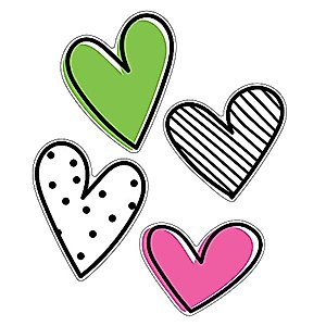 Carson Dellosa Kind Vibes 12-Piece Extra Large Heart Bulletin Board Cutouts, Heart Cutouts for Bulletin Board, Colorful and Black and White Classroom Cutouts, Valentines Heart Cutouts for Classroom