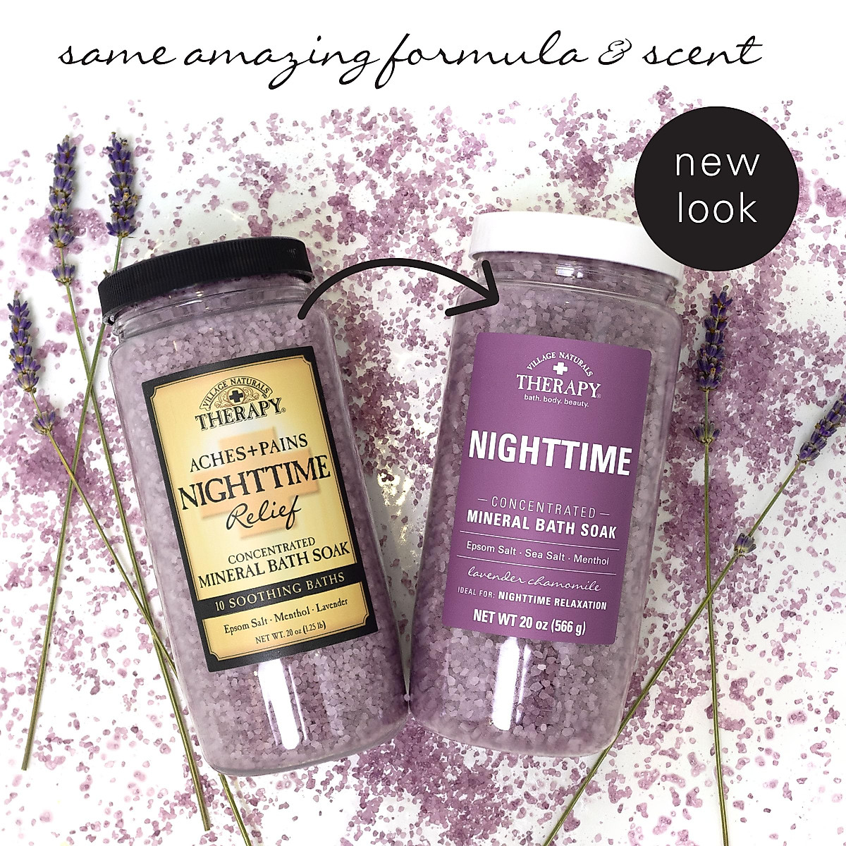 Village Naturals Therapy Nighttime Concentrated Mineral Bath Soak, 20 oz, Pack of 4