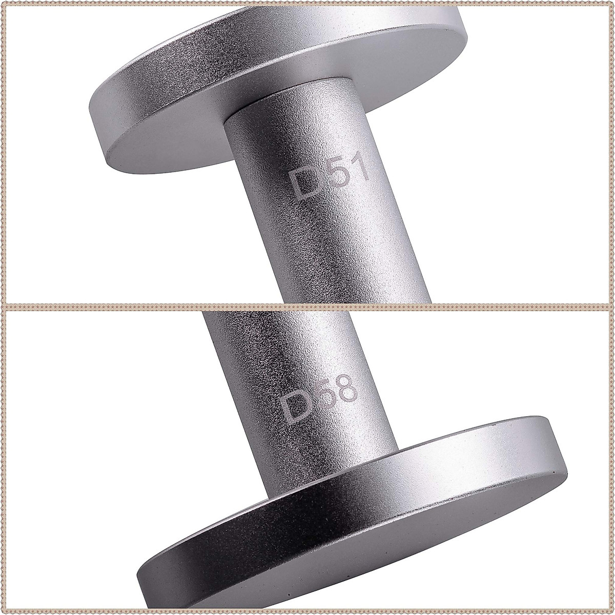 MMtong Coffee Tamper, Espresso Tamper Set 51/58mm for Espresso Barista，Aluminum Tamper Press plus Free 5oz/150ml Milk Frothing Pitcher with Art Pen, Silver