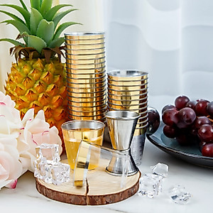 WELLIFE 200 PACK Plastic Clear and Gold Shot Glasses, 2OZ Disposable Shot Glasses, Small Hard Plastic Tumblers, Gold Tasting Sampling Cups, Mini Container Perfect for Whiskey for Party