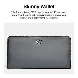 Coach Smooth Leather Skinny Wallet, Grey Blue