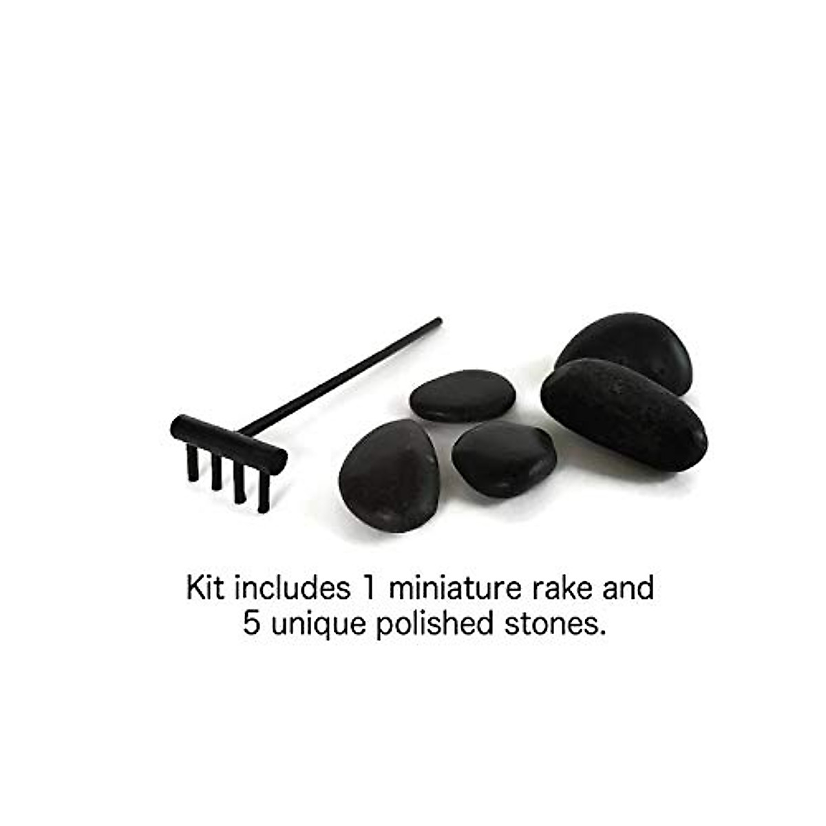 Mini Zen Garden Black Handmade Kit Indoor Miniature Sand Garden Relaxation Gift