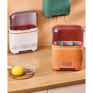 Crosslands Wall Mounted Multifunctional Spoon Fork Chopstick Storage Holder Box Tableware Shelf Organazation Rack Cutlery Drain Rack Organizer Case for Kitchen,Storage Holder-Green