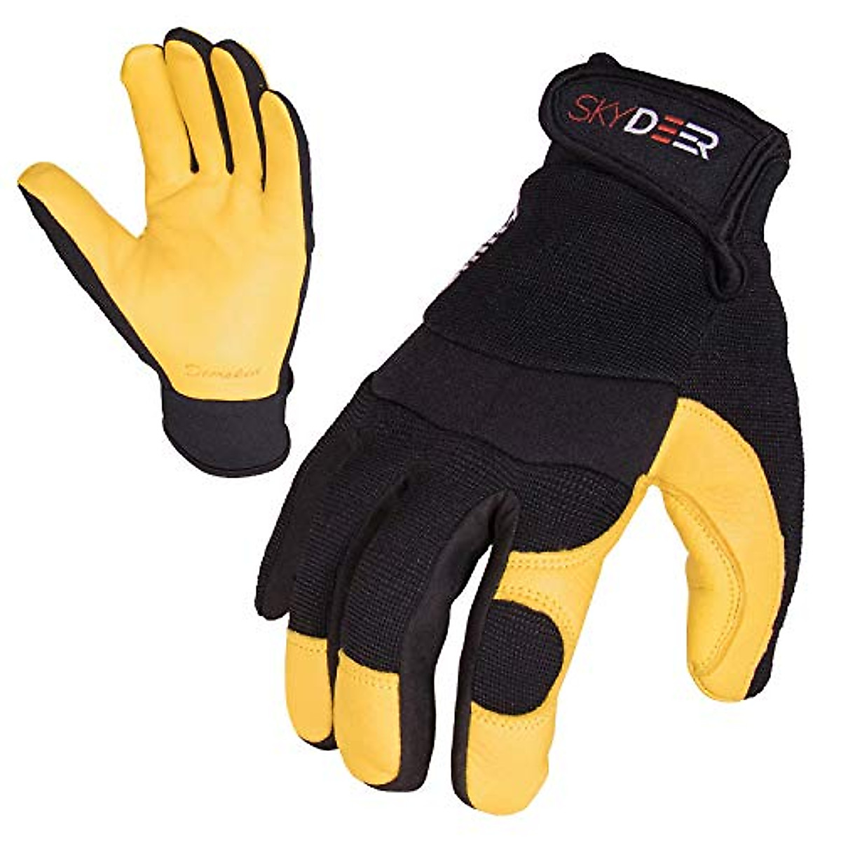 SKYDEER High-Performance HydraHyde Gardening Leather Work Gloves with Soft Deerskin Leather Palm and Water-Resistance Back for Men and Women (SD2250/L)