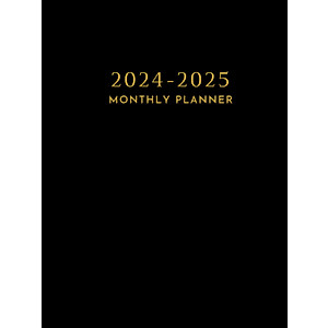 2024-2025 Monthly Planner Hardcover: 2 Year Monthly Planner Calendar Agenda Organizer Diary | Two Year 24 Months Schedule With Password Log, Contact Names And Notebook | Black Cover