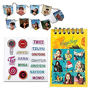 Fatyi Twice Gift Set with Lomo Card, Photocard Set, Merch With Sticker, 3D Sticker, Pen, Mirror, Wristband, Lanyard, Notebook and Hanging Flag, Kpop set